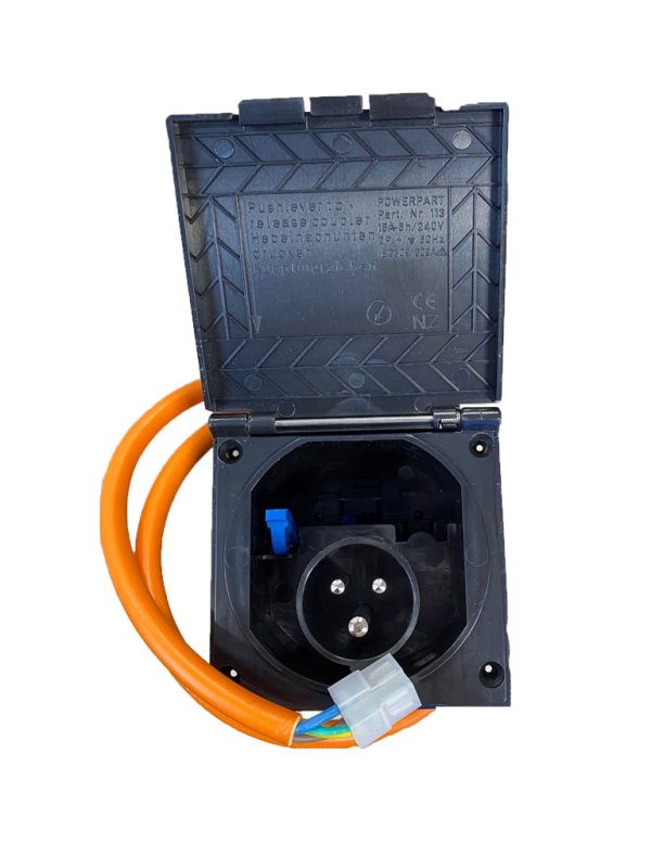 Prewired BLACK Mains Flush Inlet - Grantham's Accessory Shop